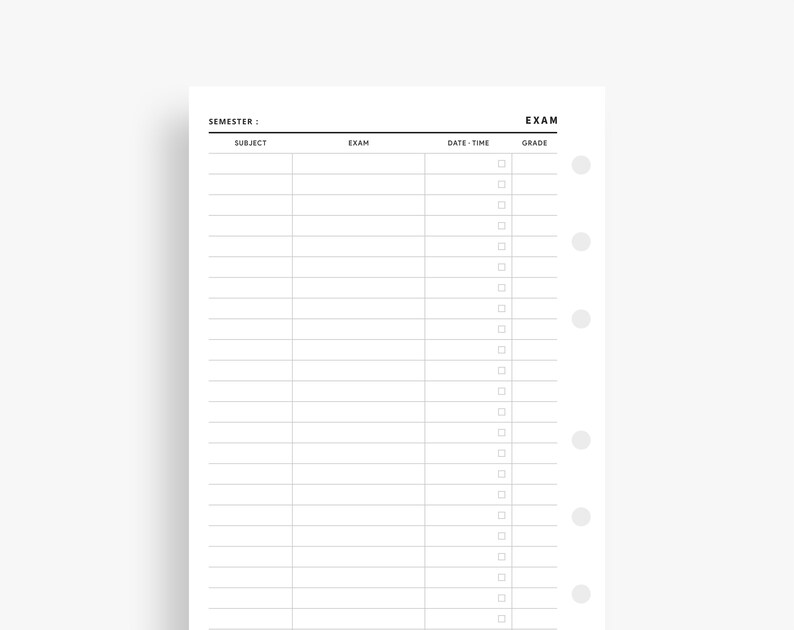 Exam Tracker, Exam Planner, Exam Schedule, Study Planner Printable ...