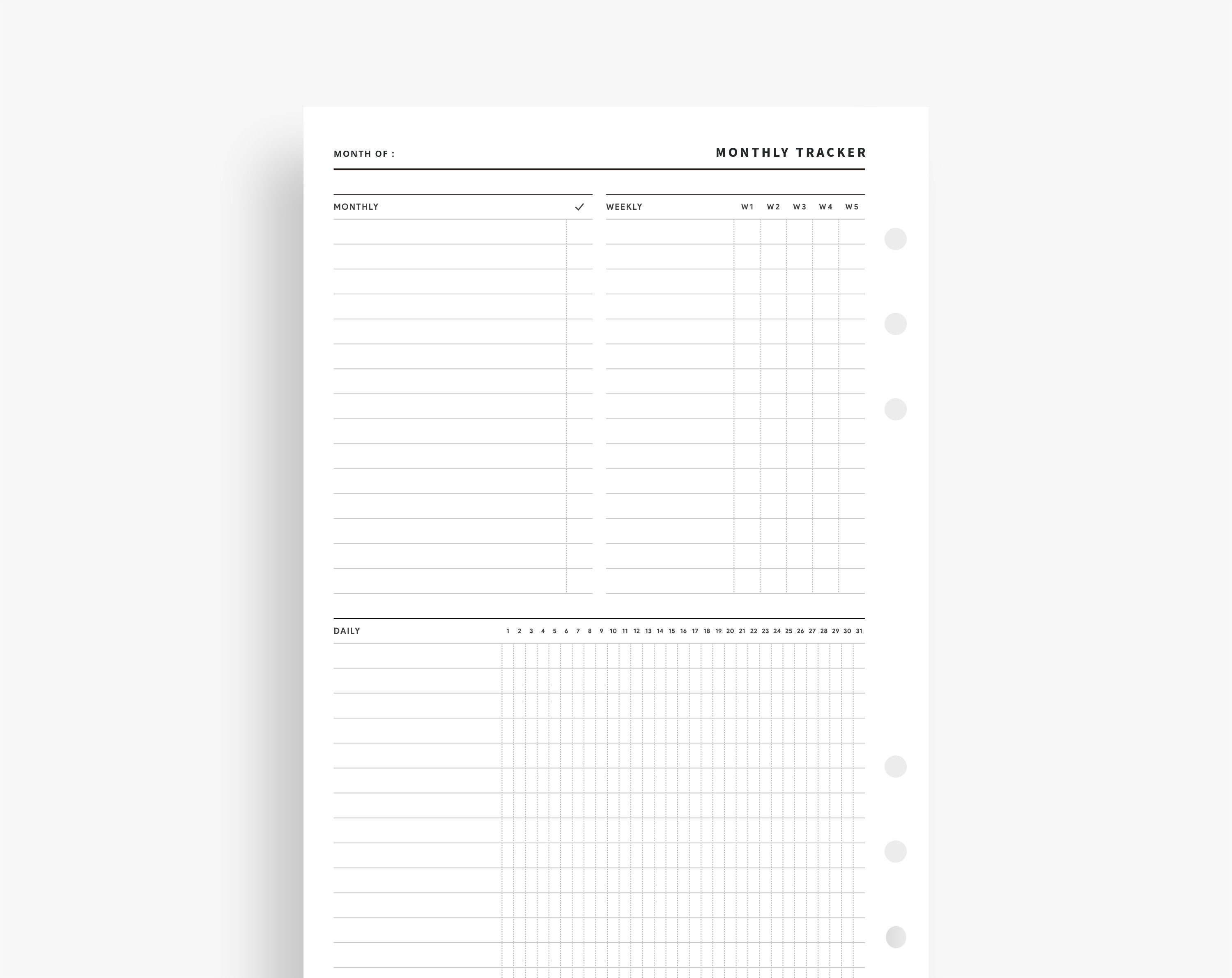 Monthly Tracker Printable Daily Habit Tracker Half Letter - Etsy