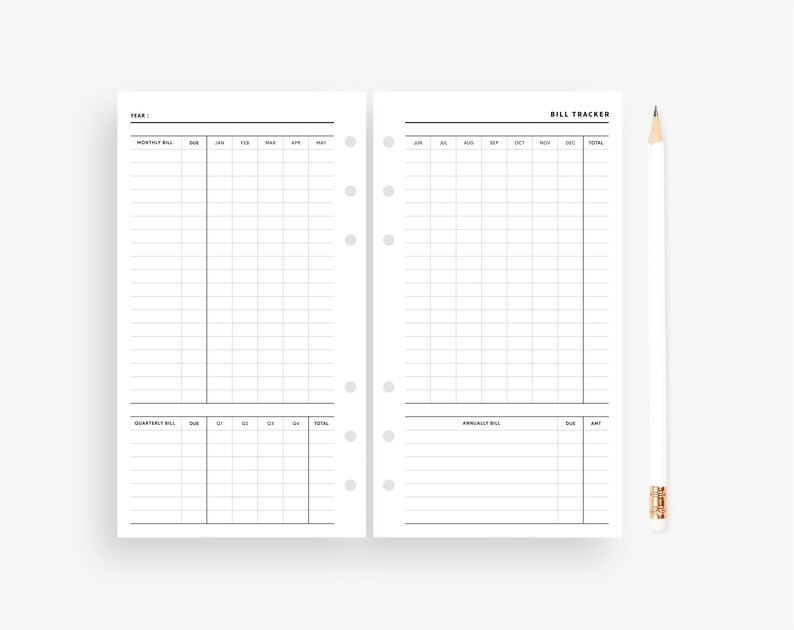 Personal Inserts : Bill Tracker, Bill Organizer, Monthly Bill Tracker ...