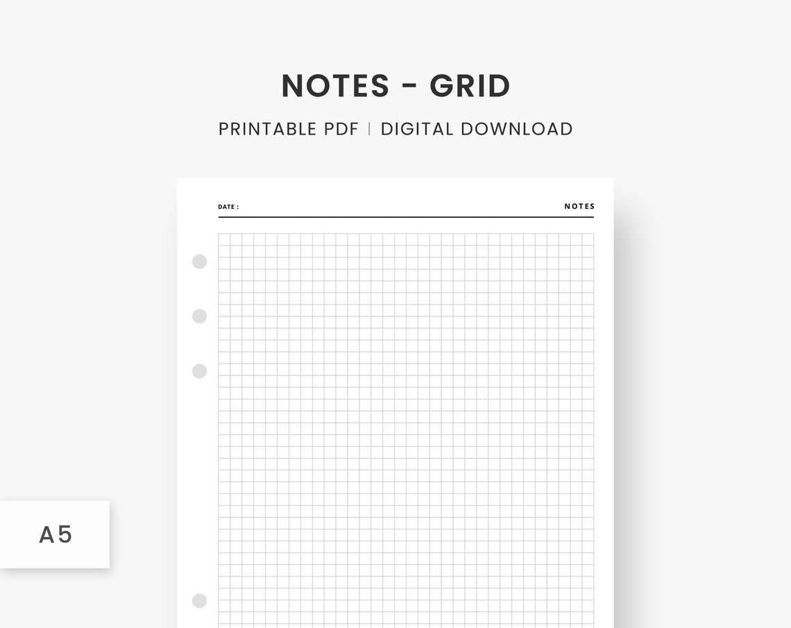 A5 Inserts : Notes Printable Grid Notes Blank Notes - Etsy