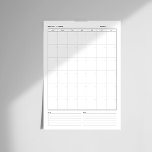 Monthly Printable Undated Minimal Planner, A4, US Letter Size Month on ...