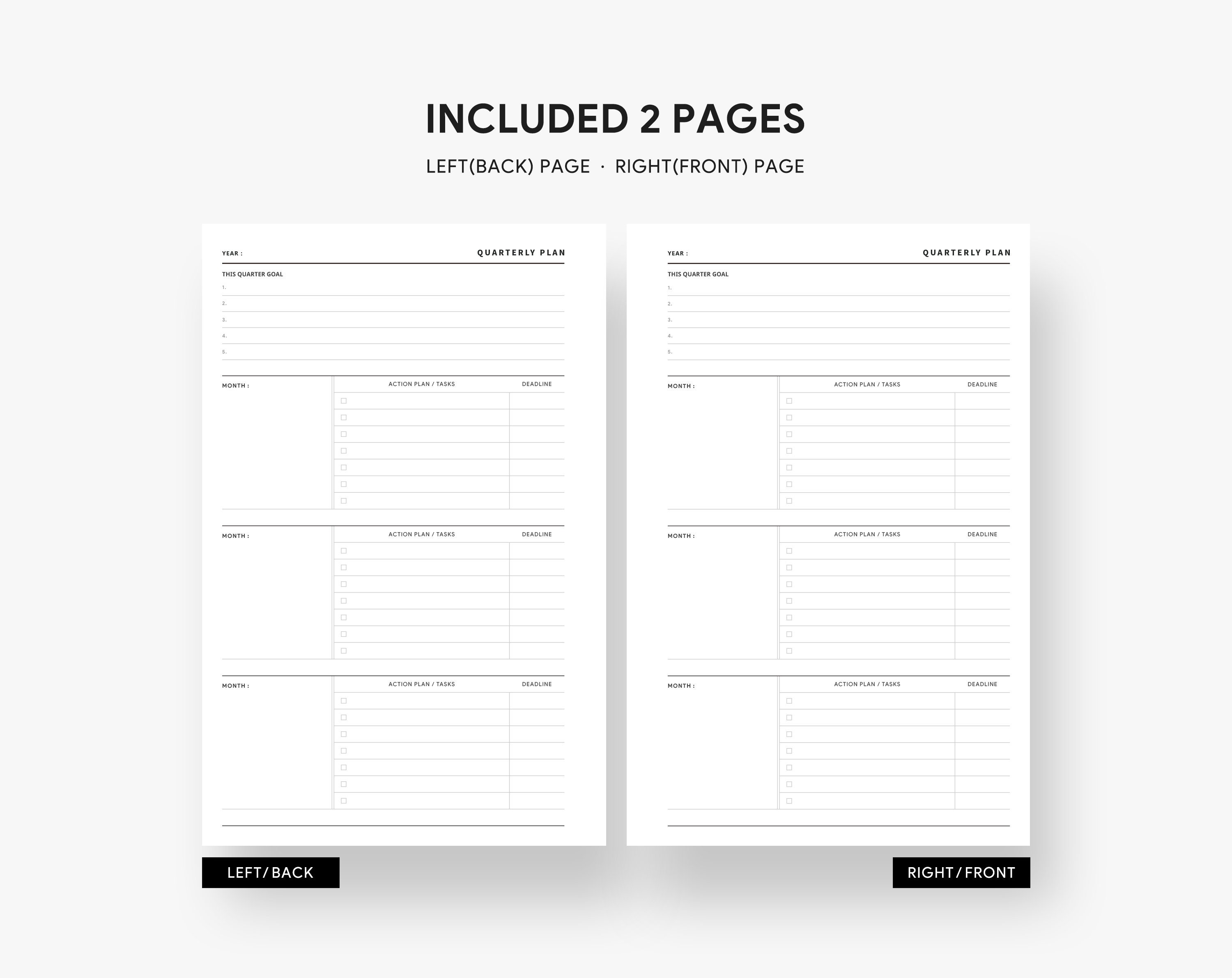 3 Month Plan 90 Day Plan Quarterly Goal Quarterly Planner | Etsy