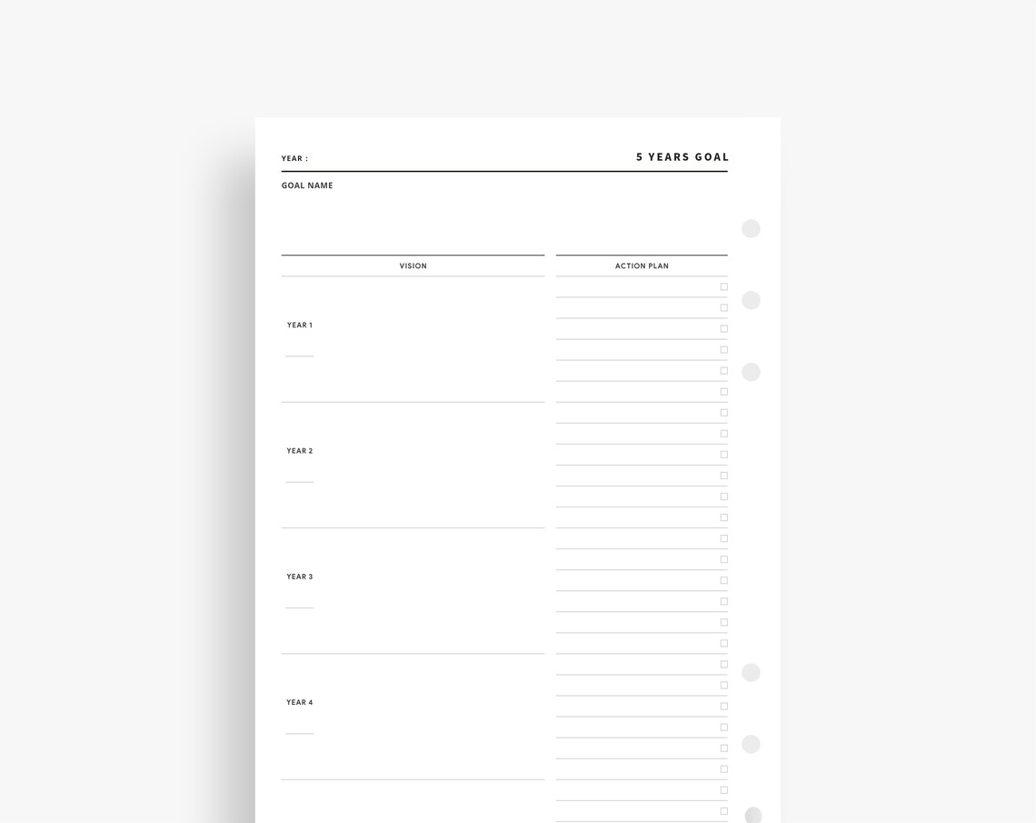 5 Year Plan, Goal Setting, 5 Years Goal, Goal Planner Printable, Goal ...
