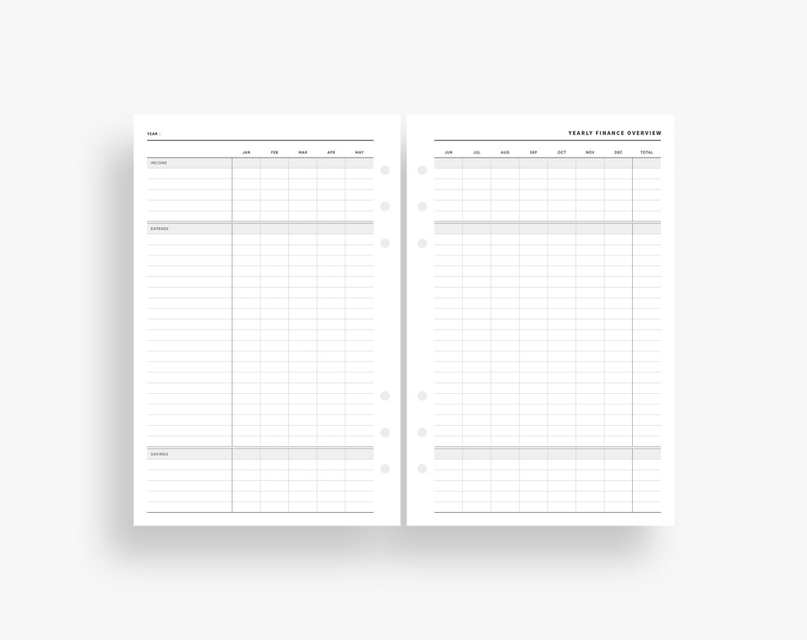 Yearly Finance Overview Printable Finance Tracker Template - Etsy