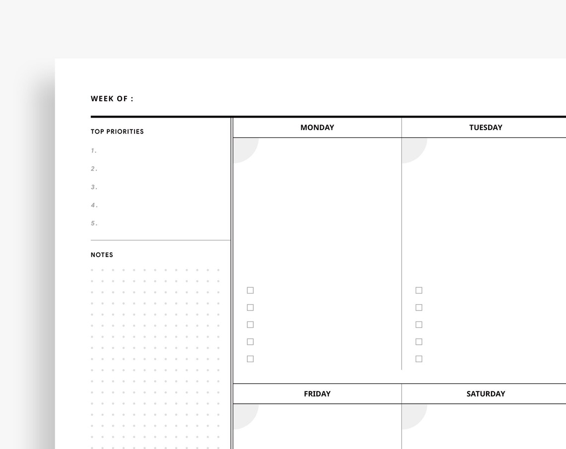 Weekly Planner Printable to Do List and Undated One Week Work - Etsy Canada