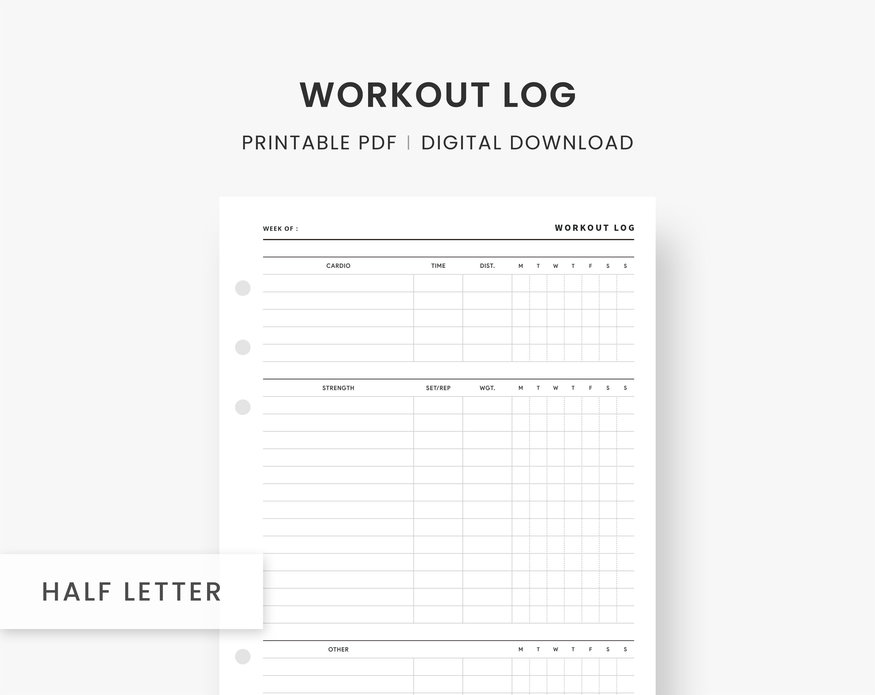 Workout Planner Printable, Exercise Log, Workout Journal Template of ...