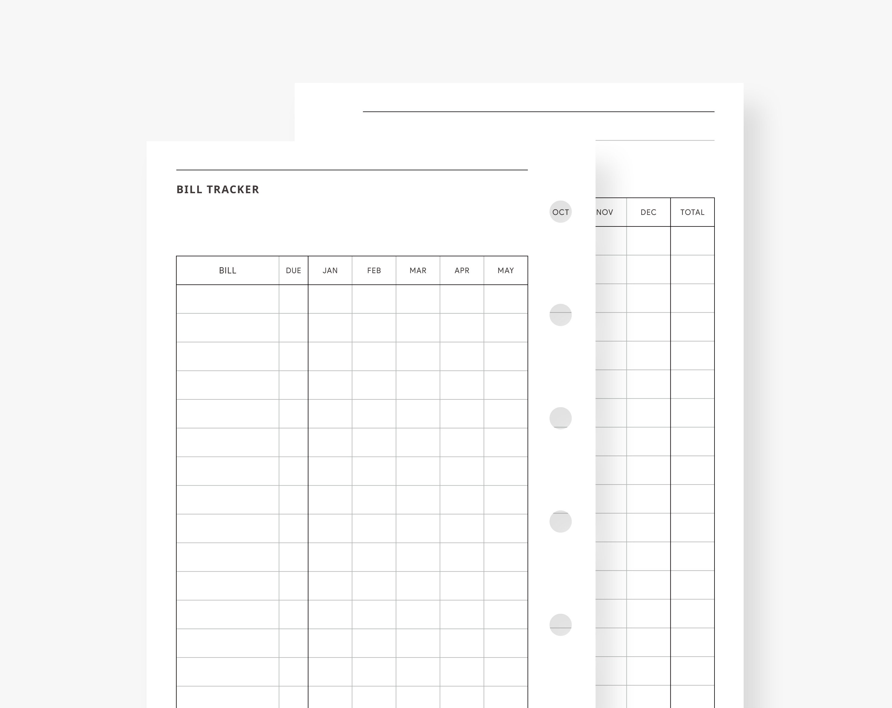 Pocket Inserts : Bill Organizer Bills Tracker Monthly Bill - Etsy