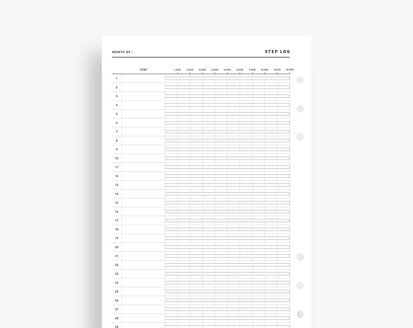 Step Log, Monthly Step Tracker Printable, Half Letter Inserts, Workout ...
