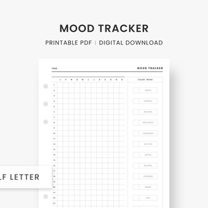 Mood Tracker Printable Half Letter Inserts Mood Journal | Etsy