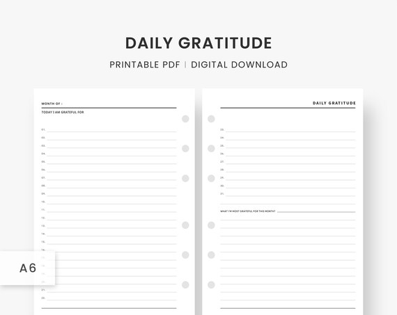 Daily Gratitude Planner Printable Gratitude Journal Page | Etsy