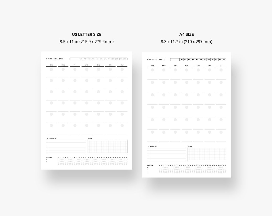 Month at a Glance Planner Printable, Undated Minimalist Monthly Simple ...