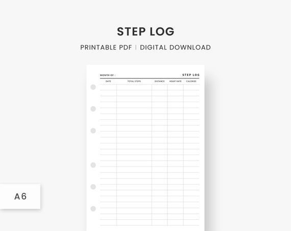 Step Log Workout Log A6 Inserts Step Tracker Workout - Etsy