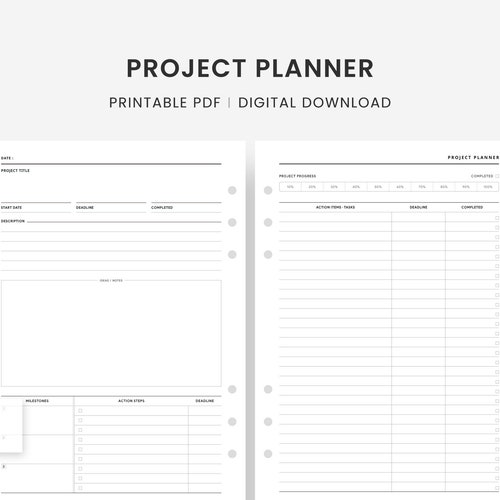 A5 Inserts : Project Planner Business Planner Work Planner - Etsy