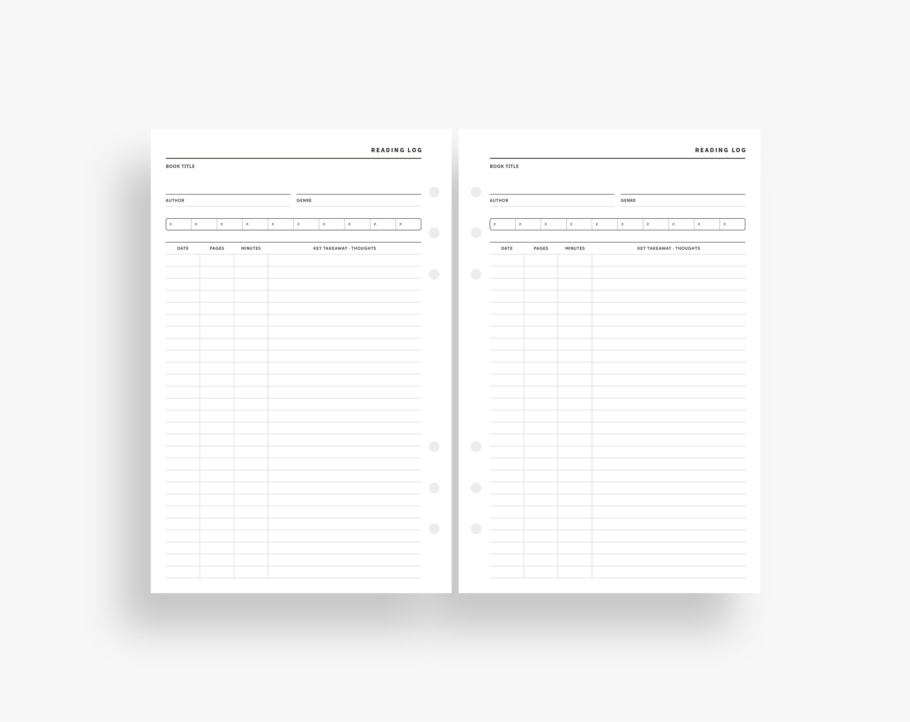 Reading Planner Printable, Reading Log, Half Letter Inserts, Book ...