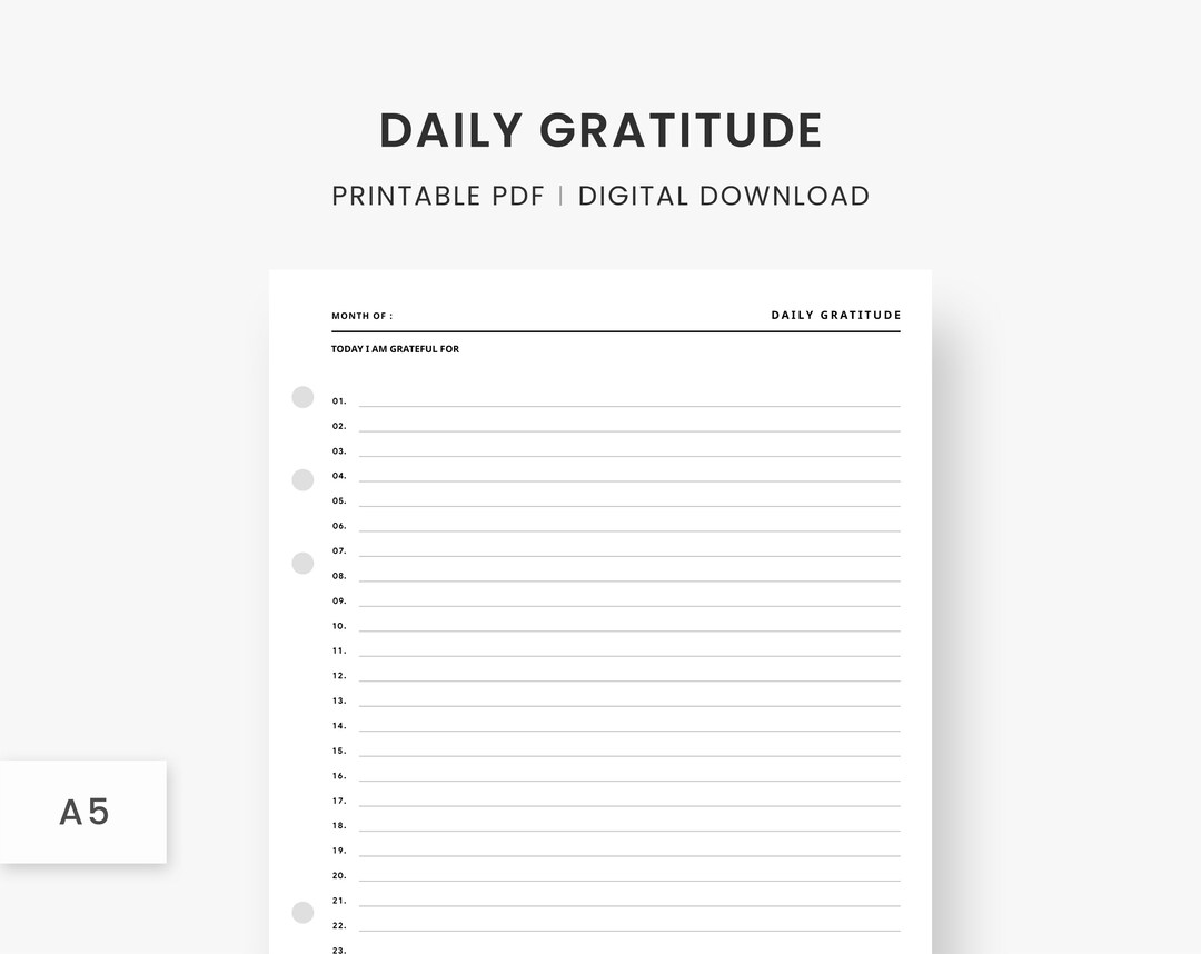 A5 Inserts : Daily Gratitude Printable, Gratitude Journal, Gratitude ...