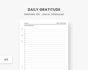 Daily Gratitude Journal Printable Month Page Gratitude Log - Etsy