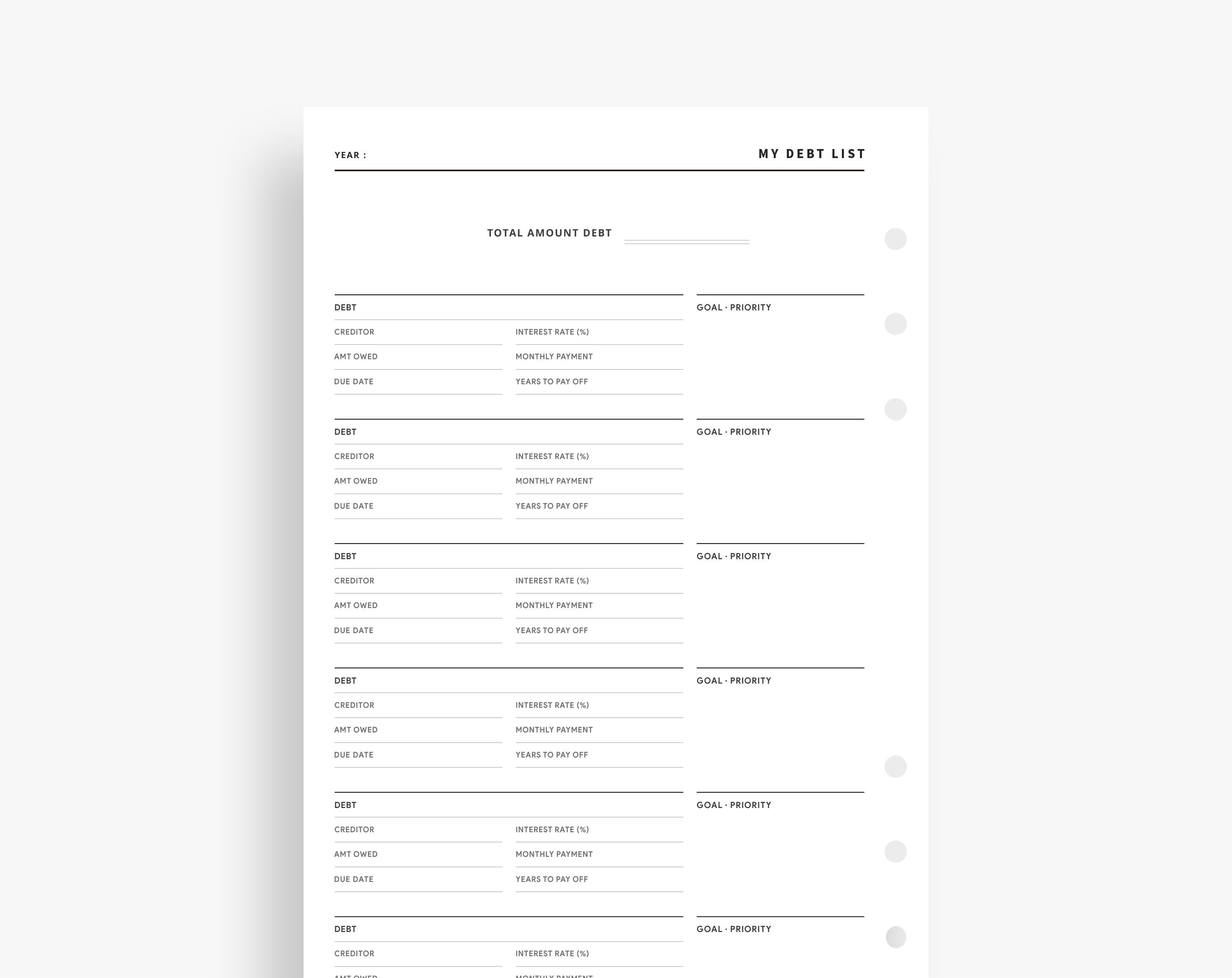 Debt Planner Printable, Debt Payment Tracker, Debt Log Template, Debt ...