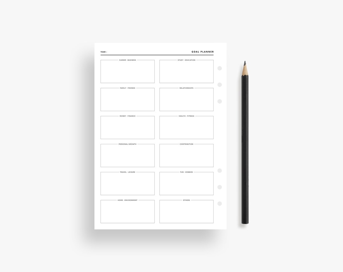 A5 Inserts : Goal Setting, Goal Planner, Yearly Goal, Goal Template ...