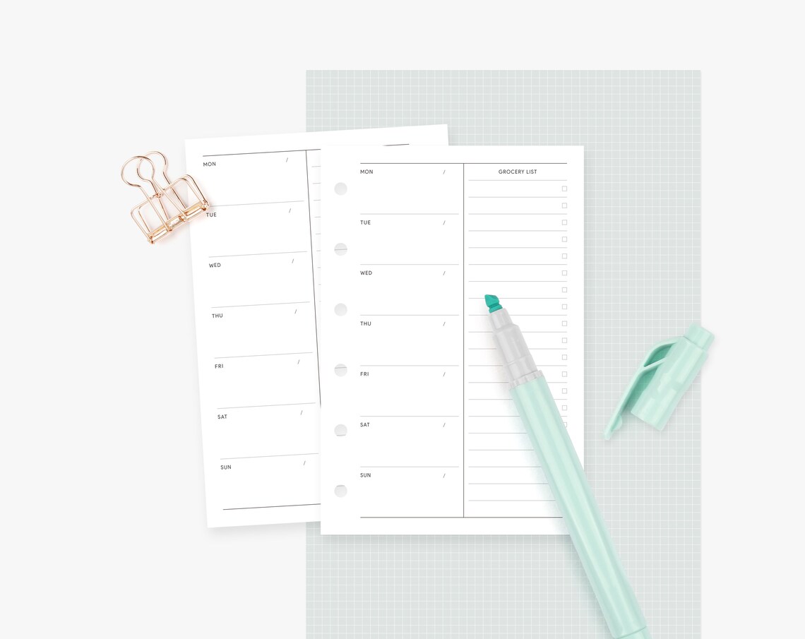 Pocket Inserts : Weekly Meal Planner Printable Week Menu | Etsy