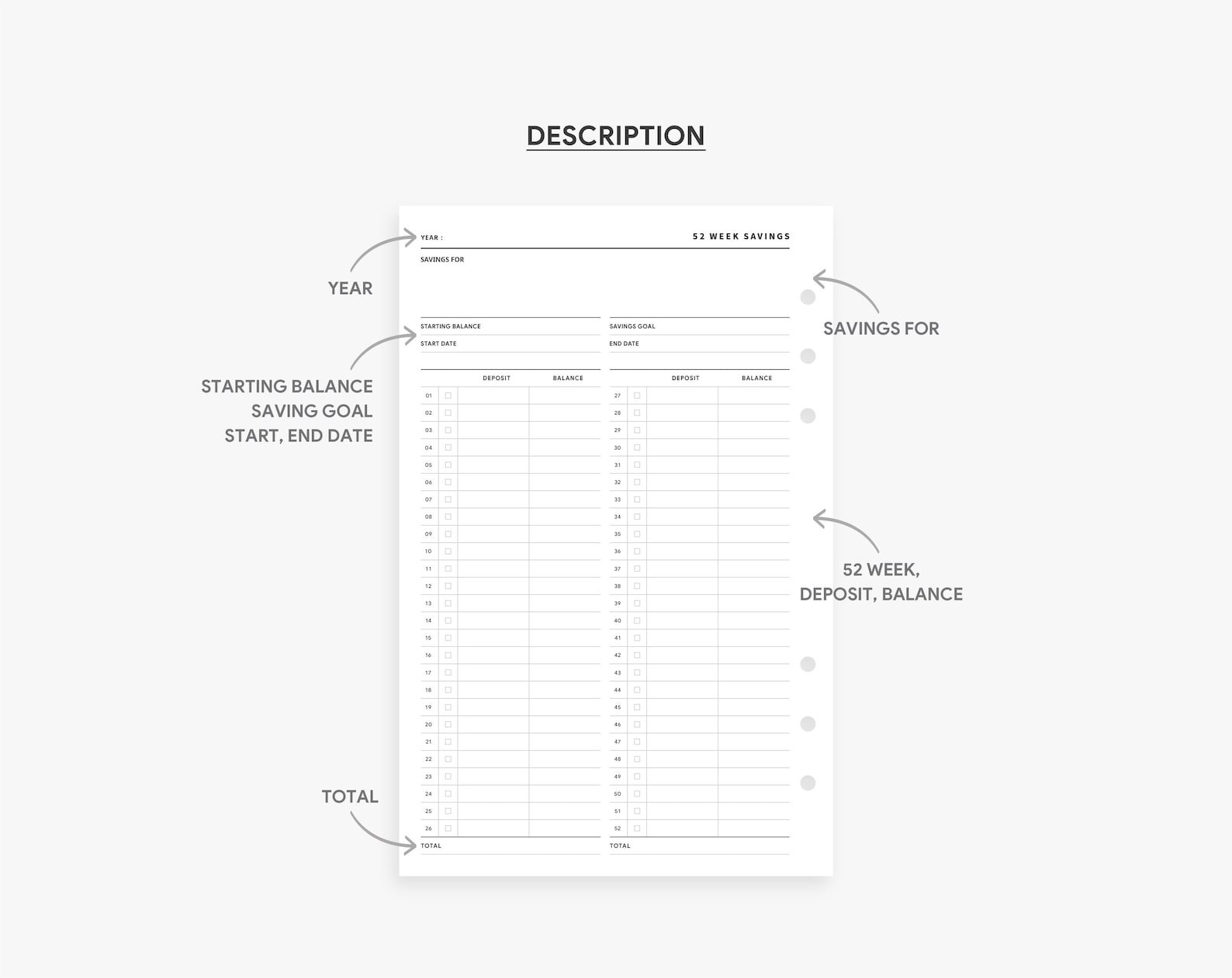 52 Week Savings Tracker Printable Money Savings Challenge - Etsy
