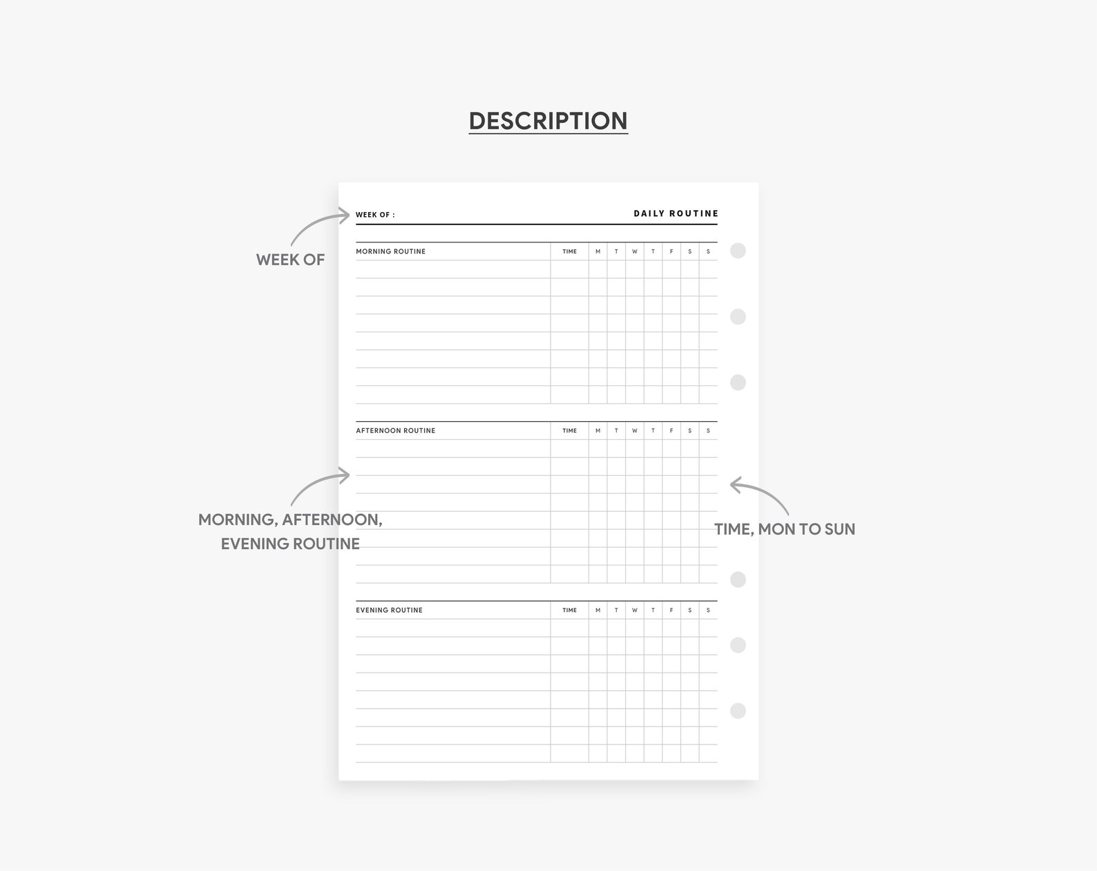 Daily Routine Planner Printable, Personal Wide Inserts, Morning Routine ...