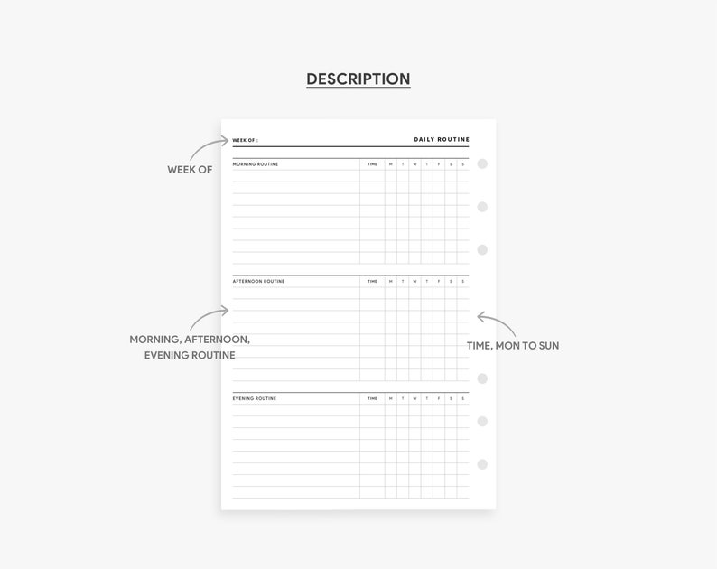 Daily Routine Planner Printable, Personal Wide Inserts, Morning Routine ...