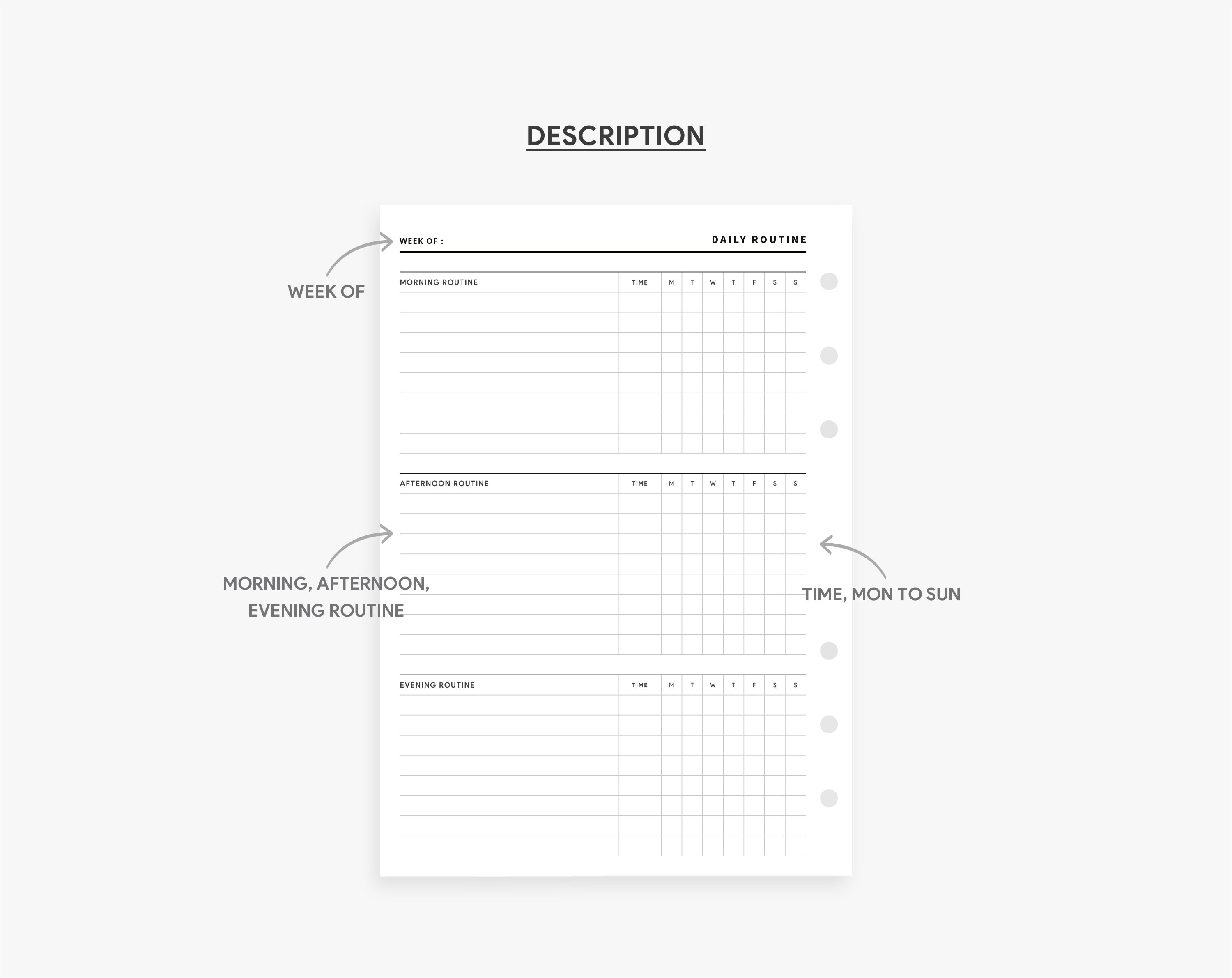 Daily Routine Planner Printable, Personal Wide Inserts, Morning Routine ...