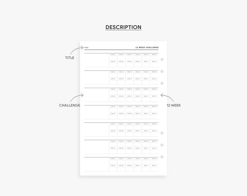12 Week Challenge Tracker Printable, 12 Week Planner, Habit Tracker ...