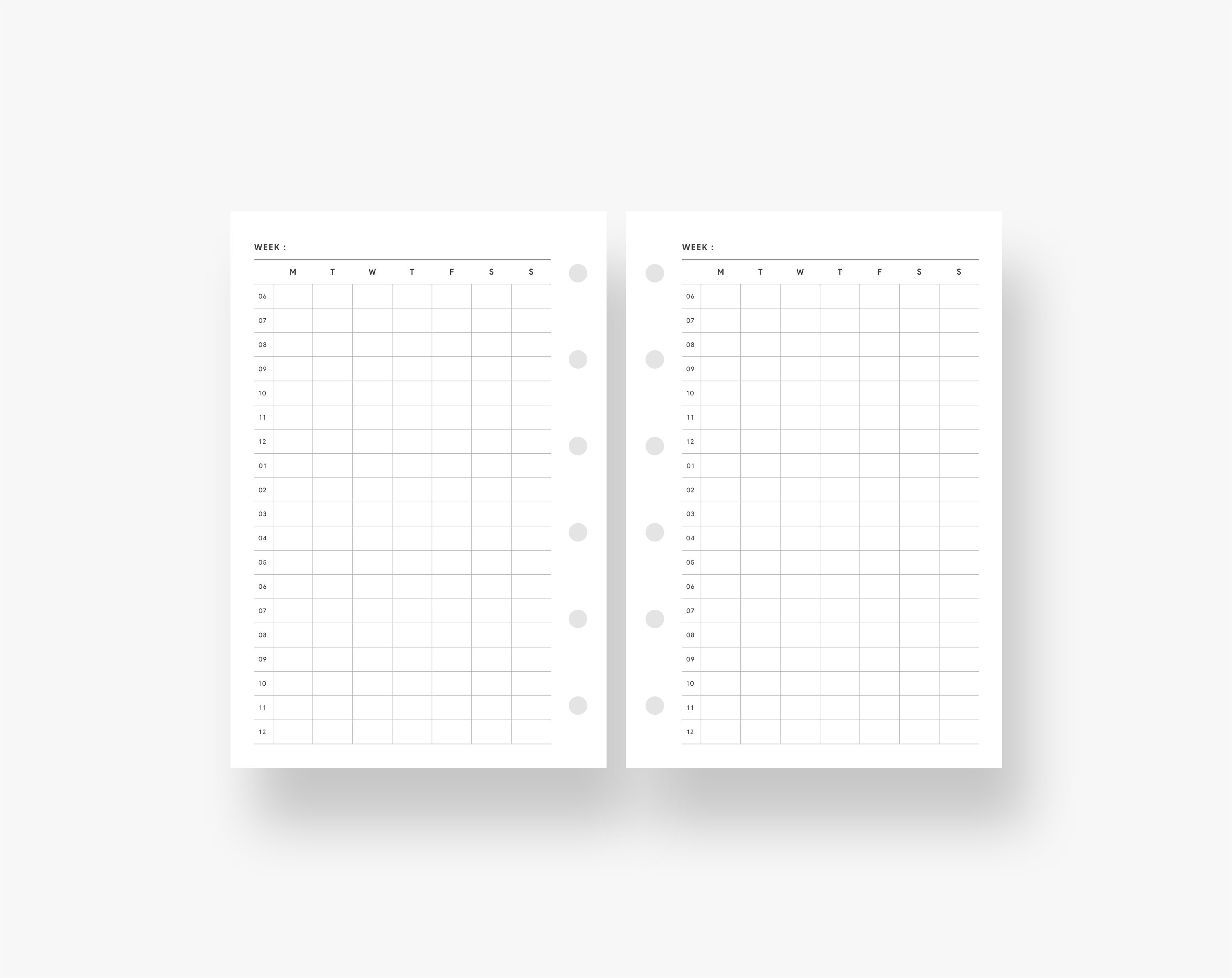 Pocket Inserts : Weekly Schedule Printable, Hourly Agenda Planner, Week ...