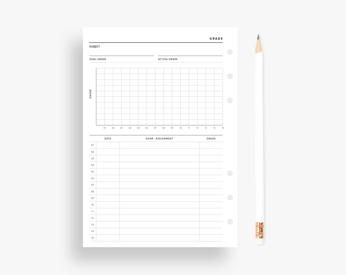 Grade Tracker Student Planner Personal Wide Inserts - Etsy