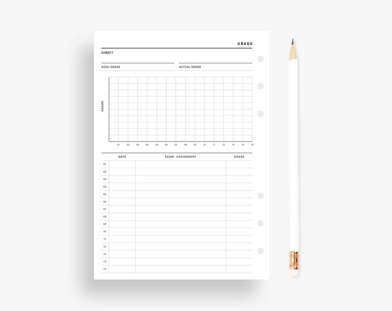Grade Tracker, Student Planner, Personal Wide Inserts, Assignment ...