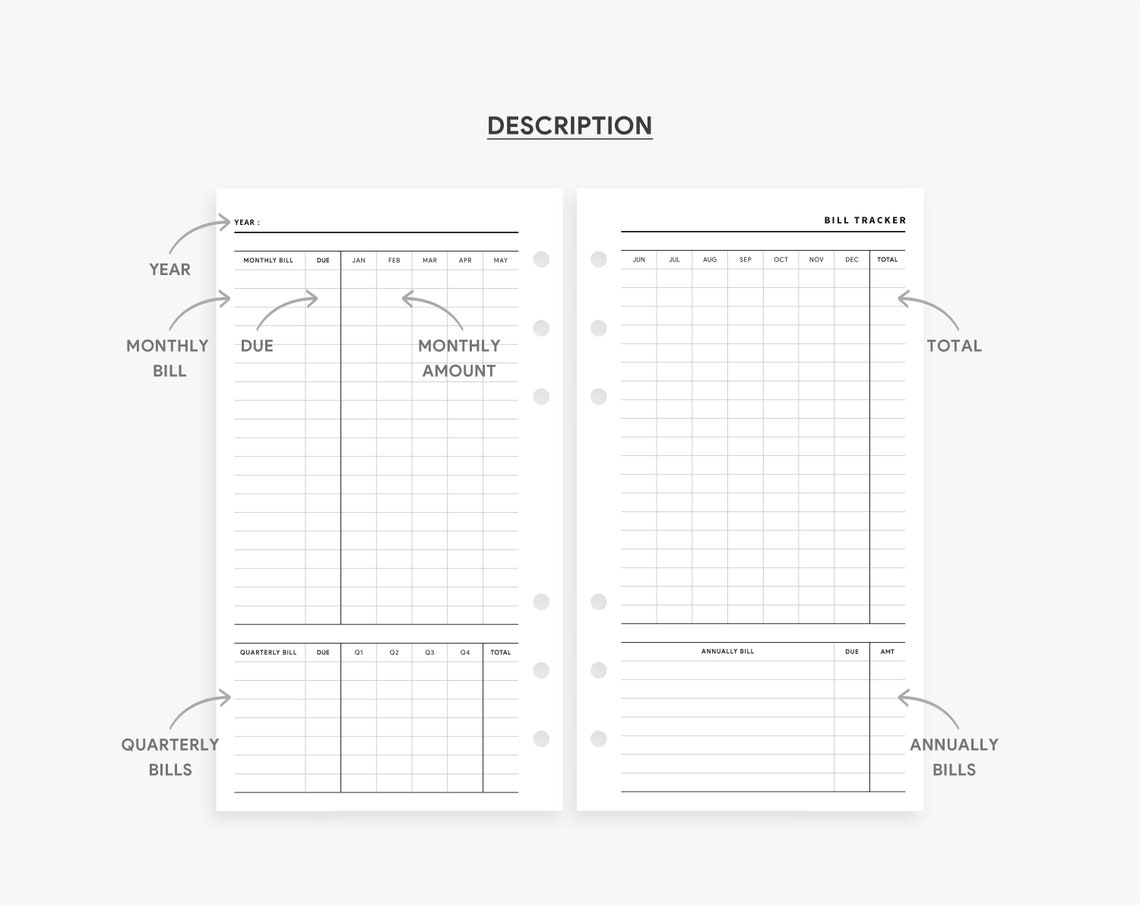 Personal Inserts : Bill Tracker, Bill Organizer, Monthly Bill Tracker ...