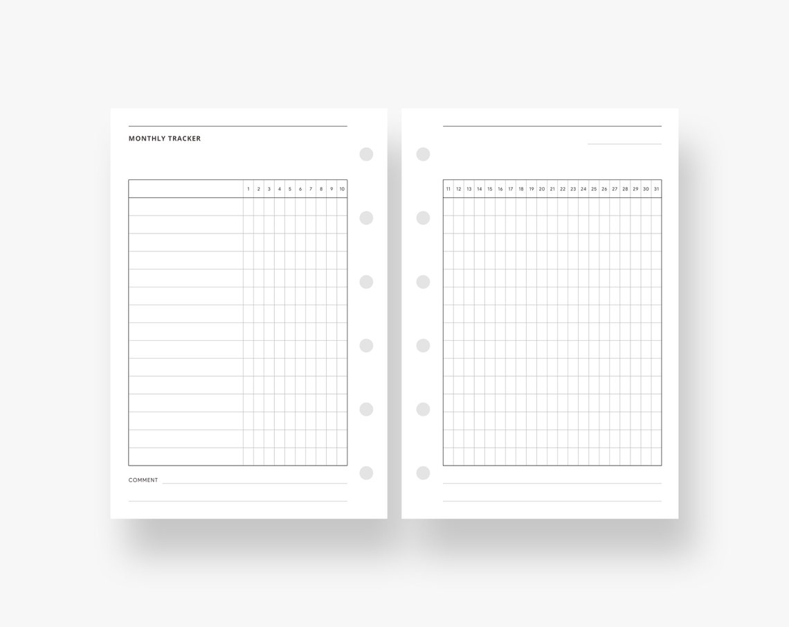 Pocket Inserts : Monthly Tracker Printable Habit Planner | Etsy