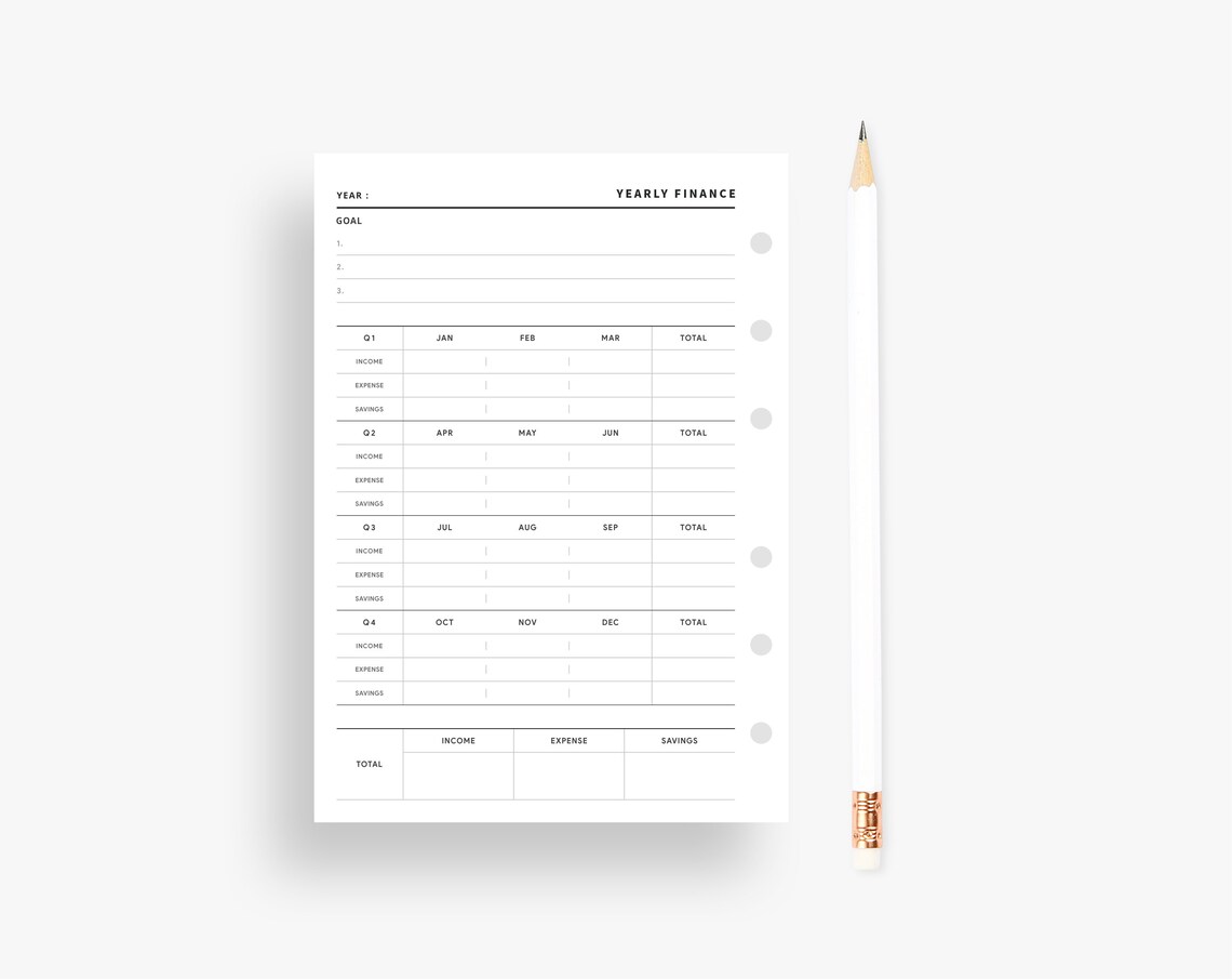 Yearly Finance Planner, Annual Finance, Financial Planner, Finance ...