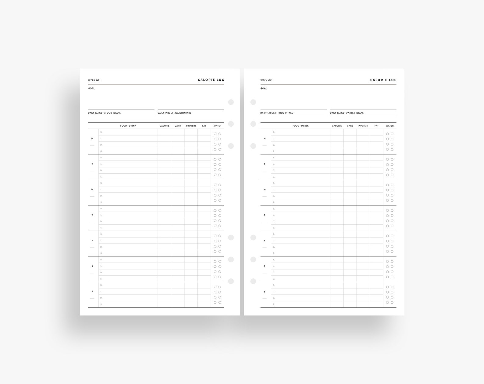 Daily Calorie Tracker Printable Calorie Counter Template With Etsy