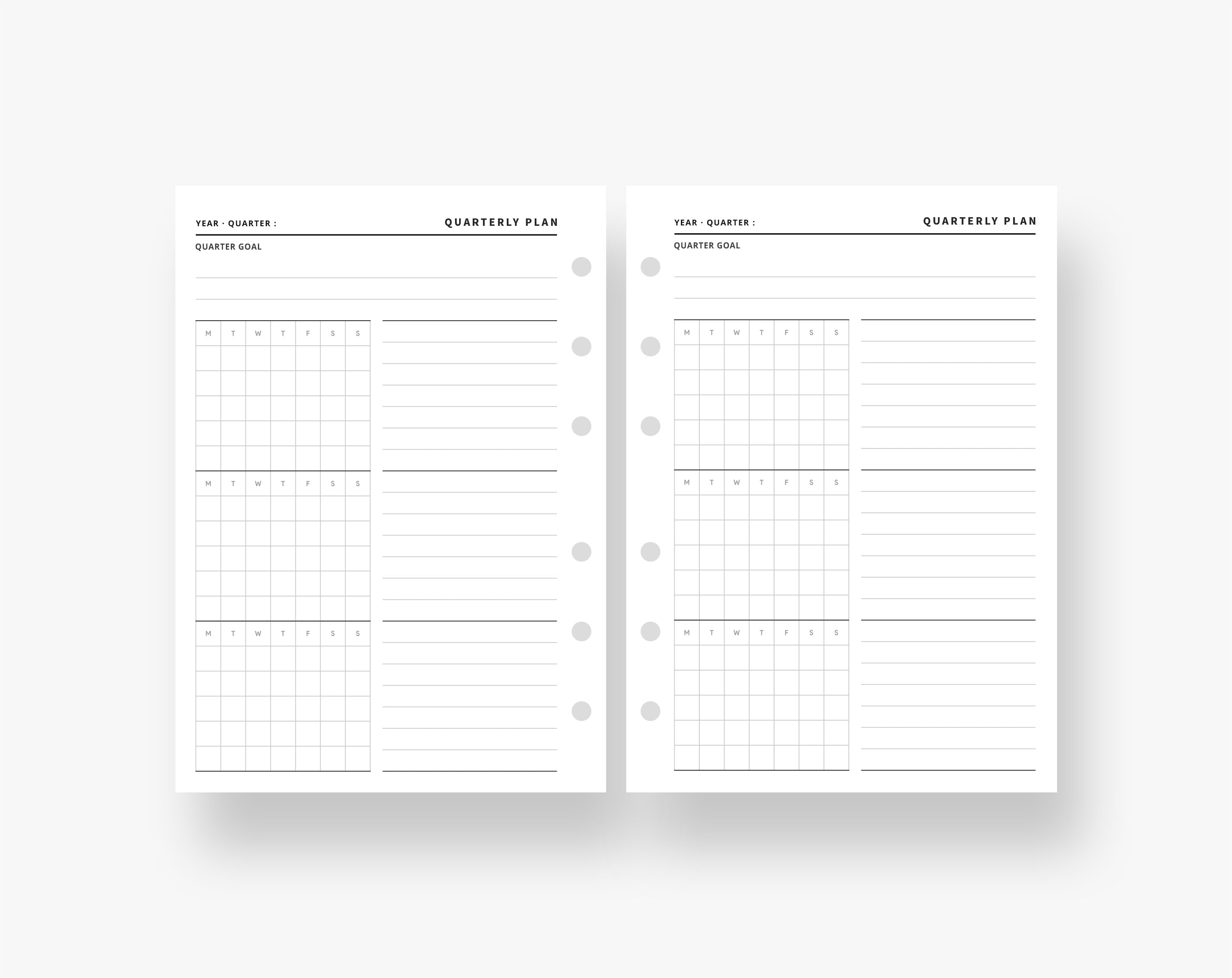 A6 Inserts : 3 Month Calendar, 3 Month Planner, 90 Day Goal Planner ...
