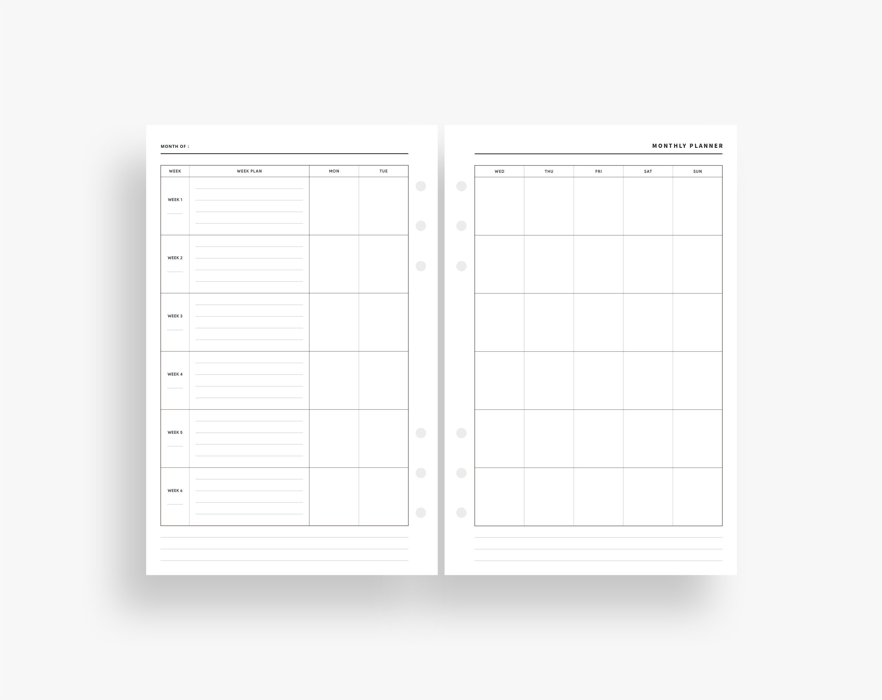 Monthly Planner Printable, Monthly Overview, Weekly Plan, Monthly ...