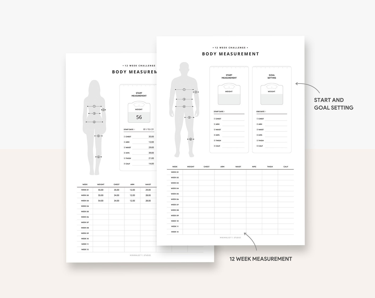 Body Progress Tracker, Body Measurement, Weight Tracker, Fitness ...