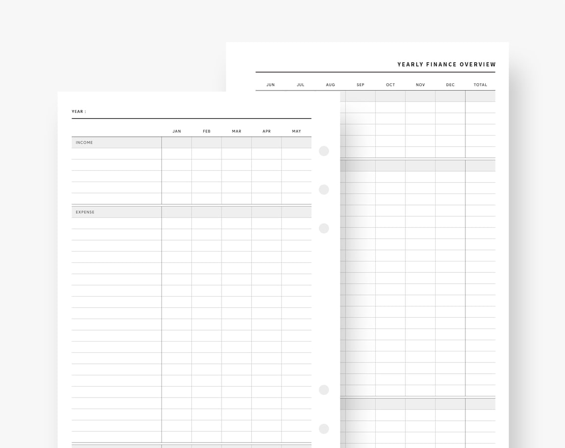Yearly Finance Overview Printable Finance Tracker Template - Etsy
