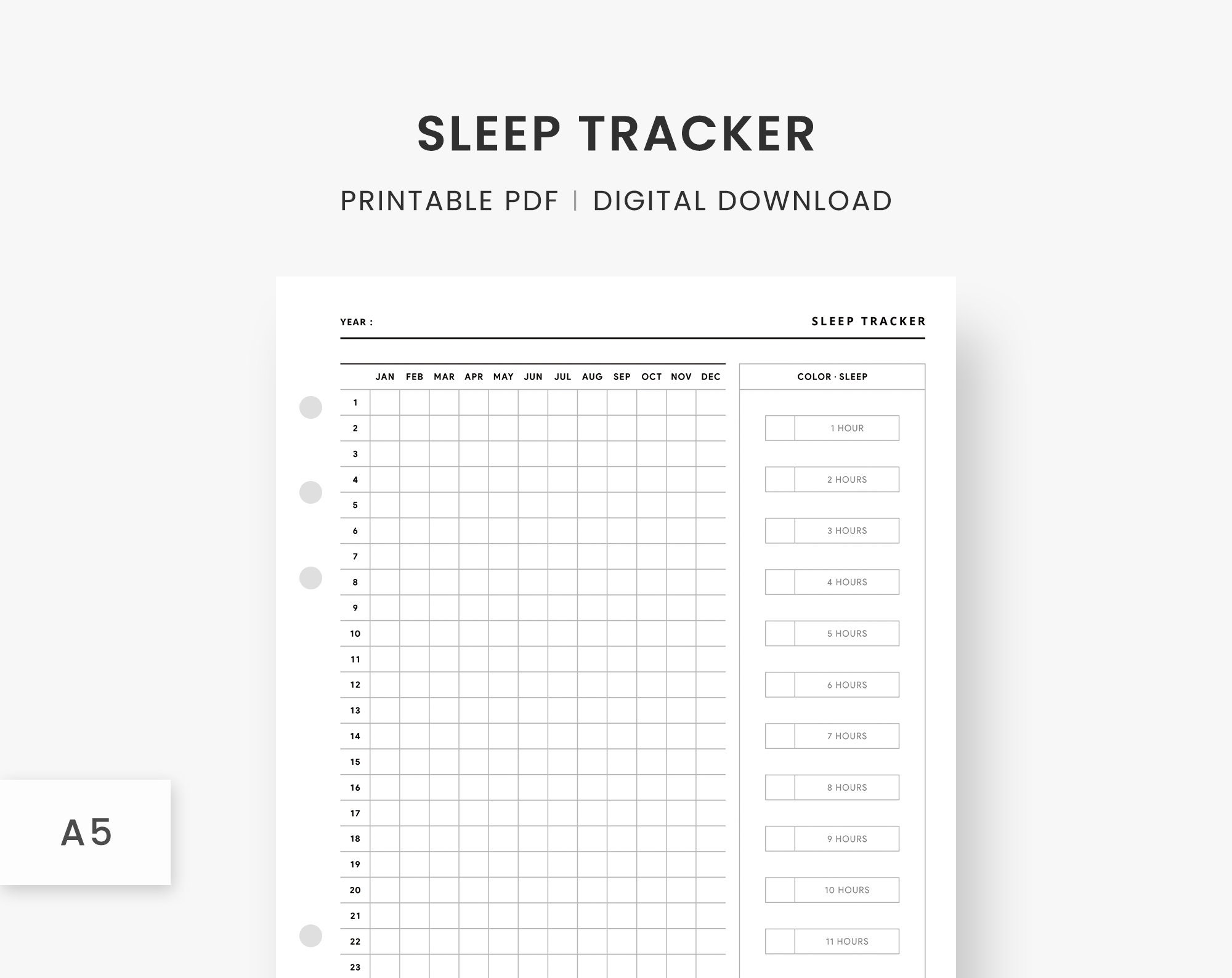 A5 Inserts : Sleep Tracker Printable, Sleep Pattern, Sleep Log, Fitness ...