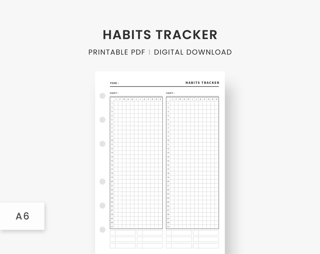 Habits Tracker, A6 Inserts, Yearly Tracker, Annual Planner, Goal ... Habits Tracker, A6 Inserts, Yearly Tracker, Annual Planner, Goal ...