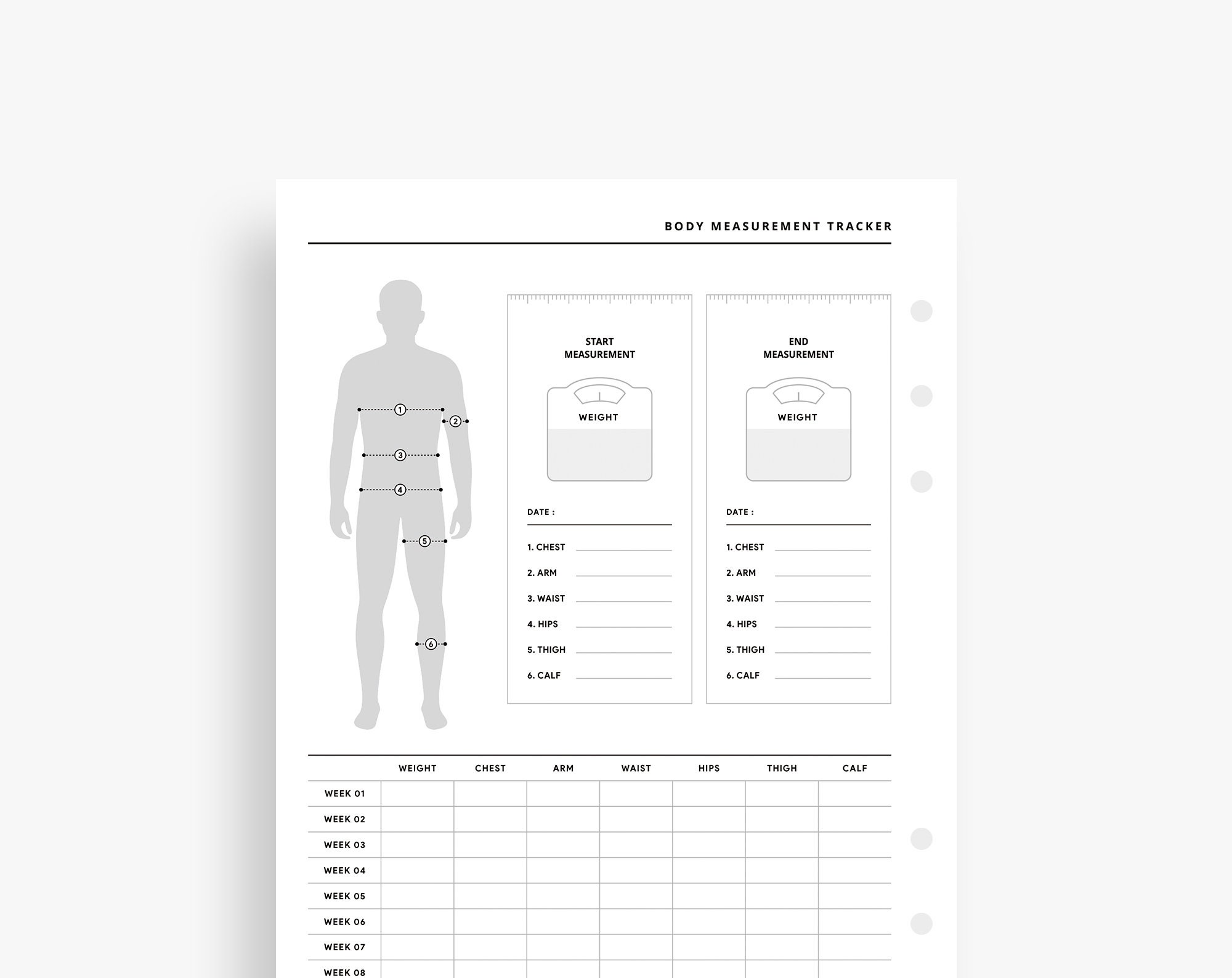 A5 Inserts : Fitness Planner Printable, Body Progress Tracker, Weight ...
