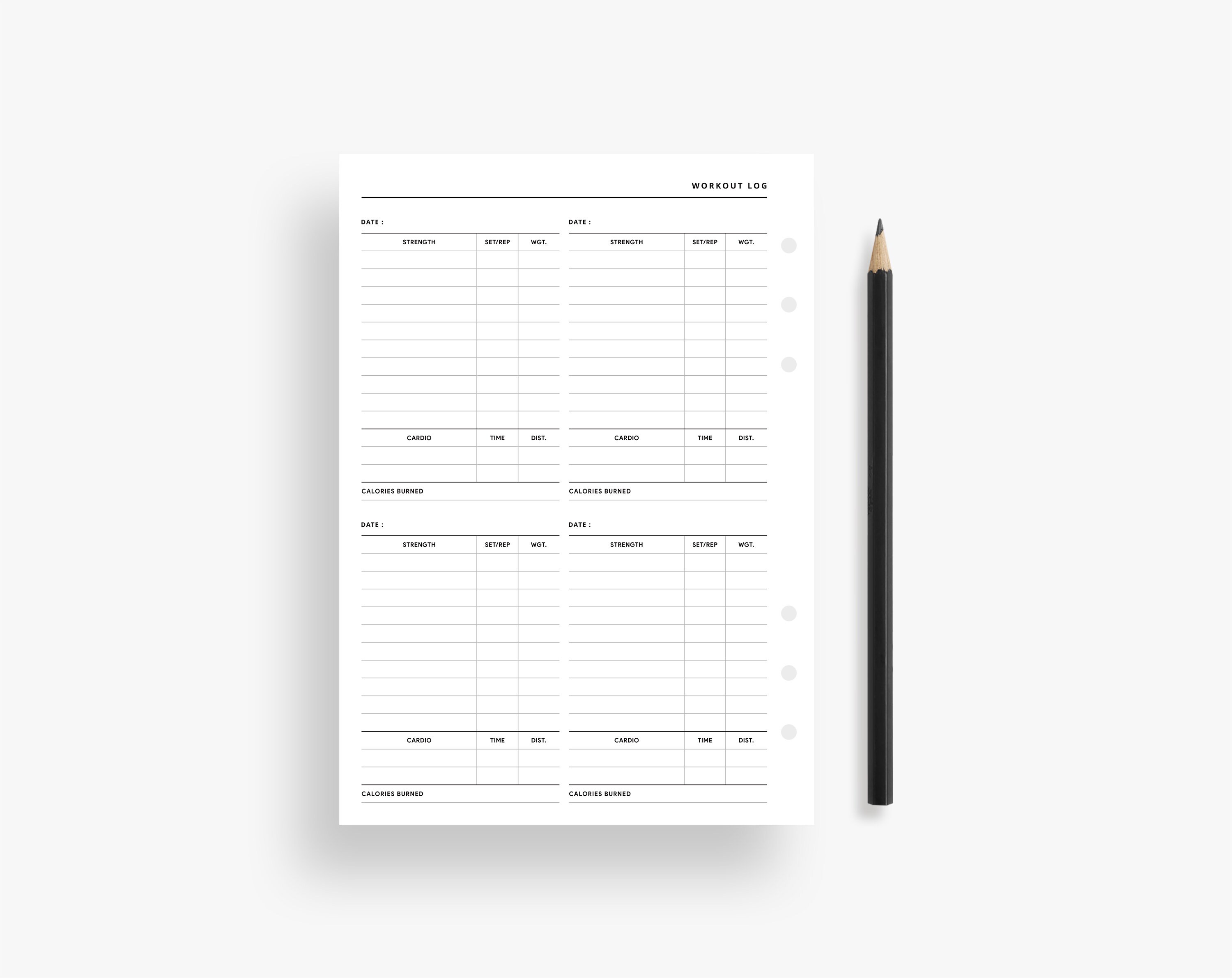 A5 Inserts : Exercise Log, Workout Log, Workout Planner Printable ...