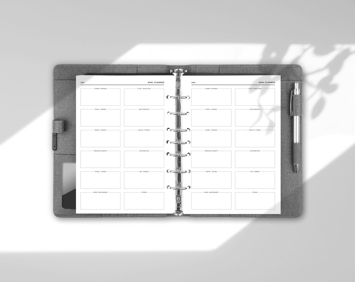 A5 Inserts : Goal Setting, Goal Planner, Yearly Goal, Goal Template ...