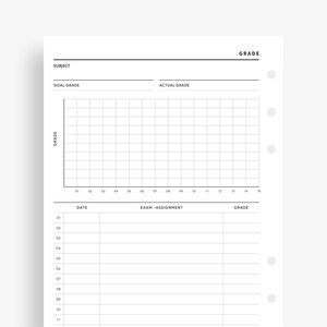 Grade Tracker, Student Planner, Personal Wide Inserts, Assignment ...