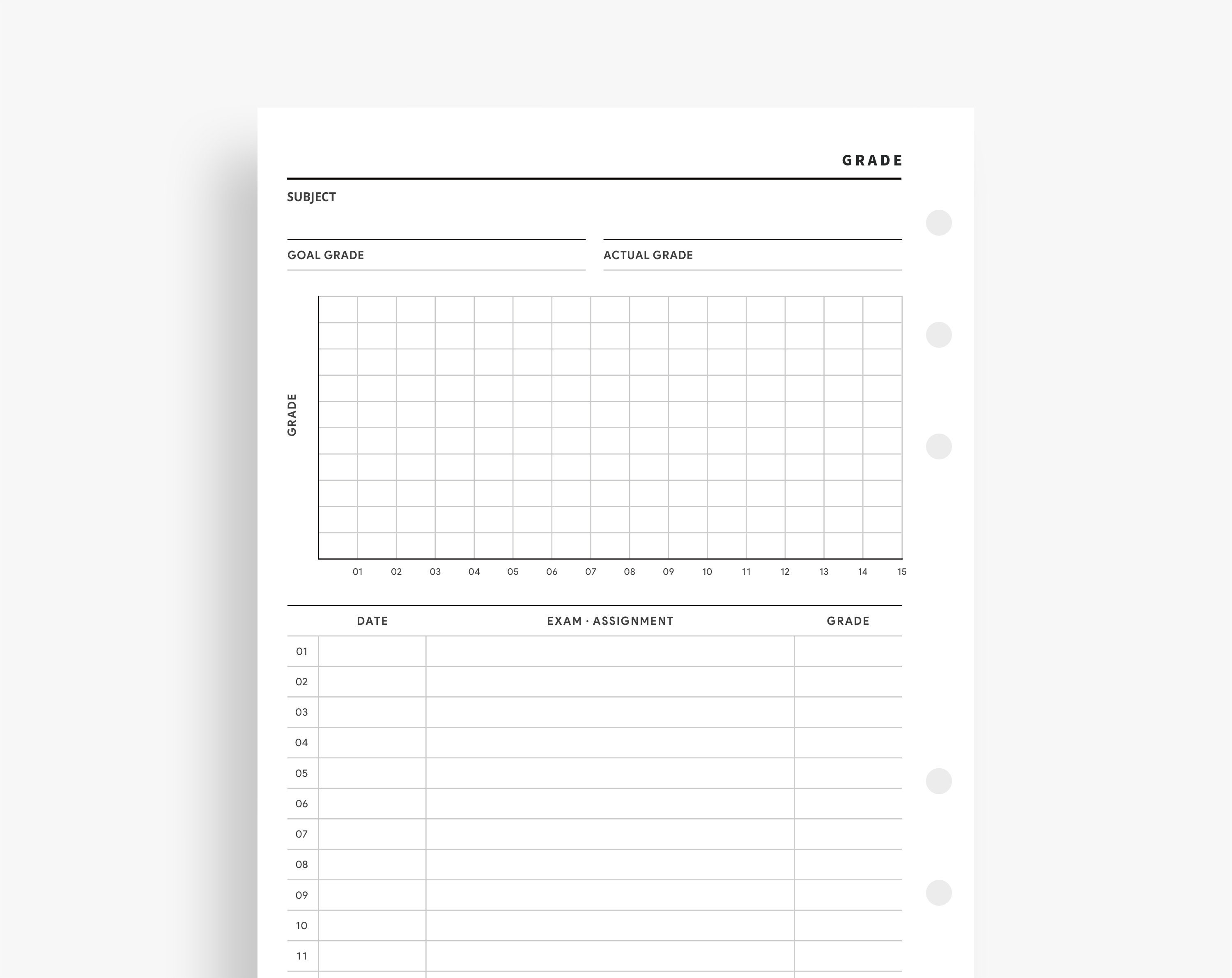 Grade Tracker, Student Planner, Personal Wide Inserts, Assignment ...