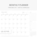 Monthly Overview Undated Blank Calendar, US Letter, A4 Size Horizontal ...