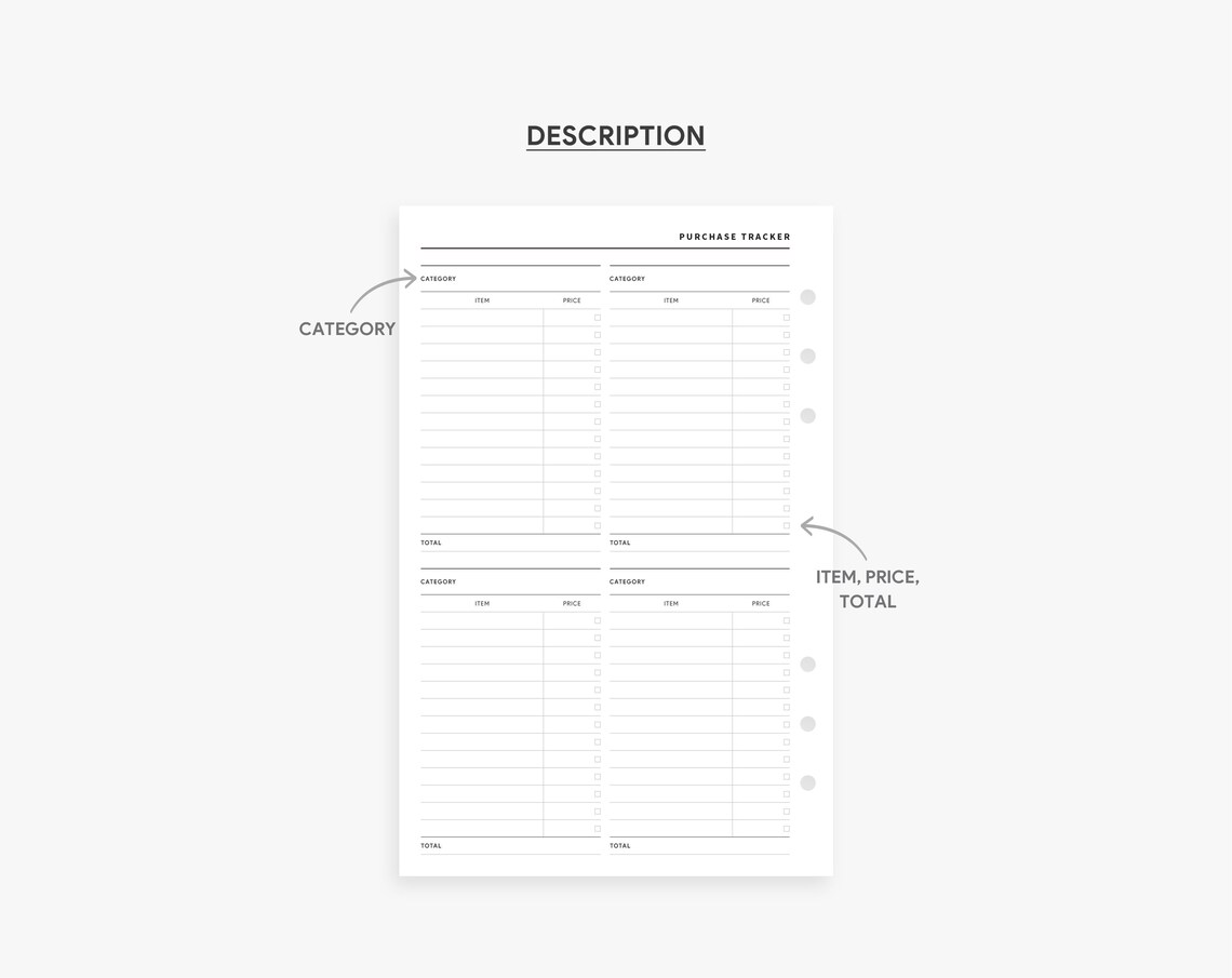 Purchase Tracker Printable, Order Tracker, Spending Tracker, Shopping ...