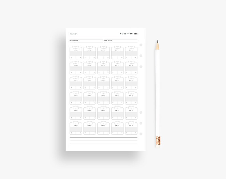 Weight Loss Tracker Printable, Half Letter Inserts, Health and Fitness ...