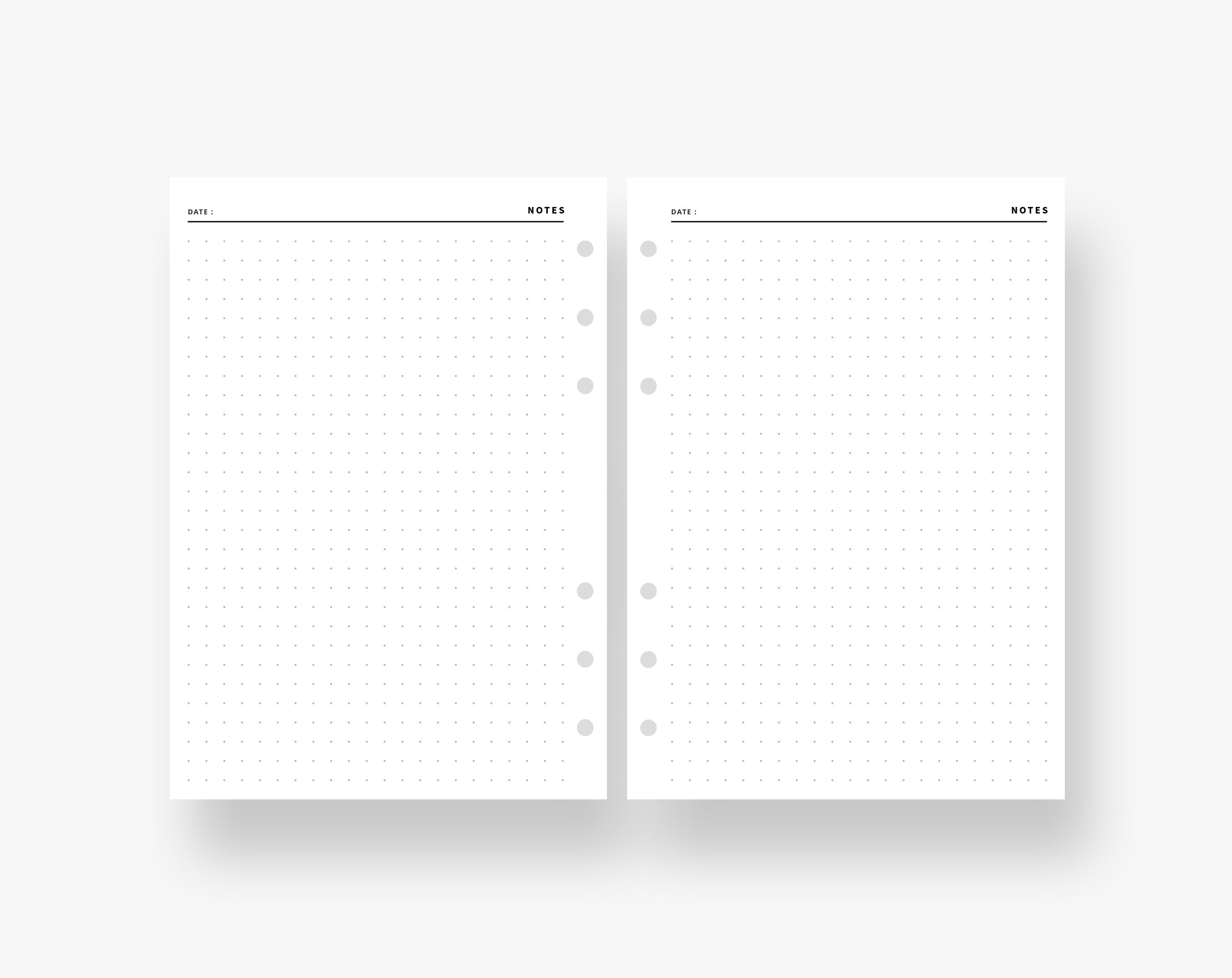 Notes Dot, Personal Wide Inserts, Note Taking, Note Paper Printable ...